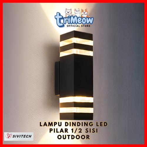 Jual Lampu Dinding LED Pilar 1/2 Sisi Bulat Outdoor Hias Plastik Kotak ...