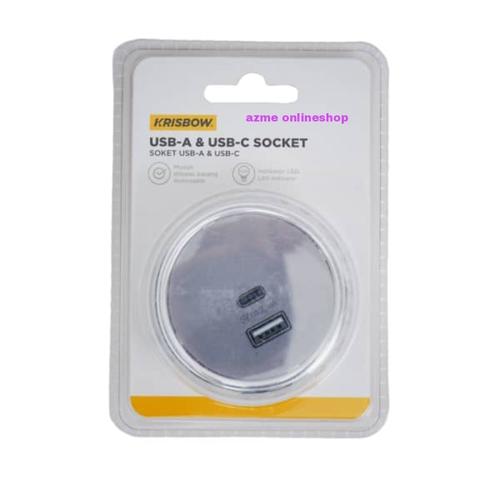 Jual krisbow stop kontak fleksibel_plug socket round silver usb A ...