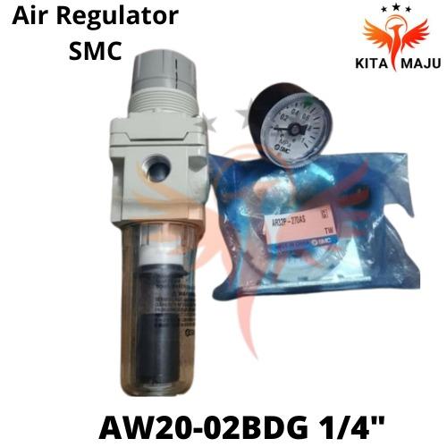 Jual Air Filter Regulator Auto Drain SMC AW20-02BDG 1/4" gauge+bracket ...
