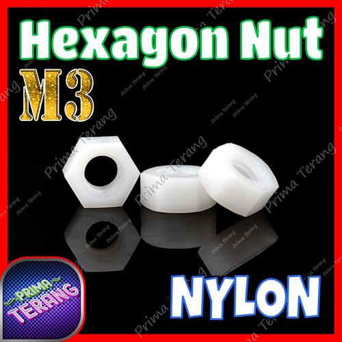 Jual Mur Nylon Plastik Hex Nut M3 Putih Hitam M 3 Diameter Drat 3mm ...