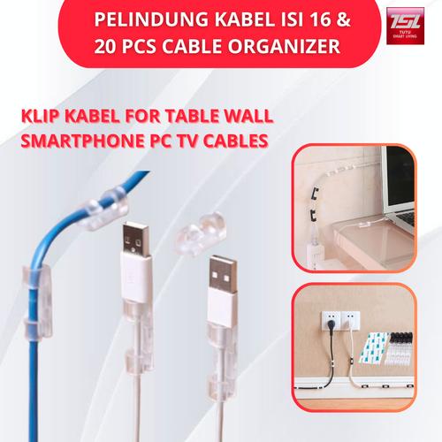 Jual Cable Organizer Klip Kabel for Table Wall Smartphone PC TV Cables ...