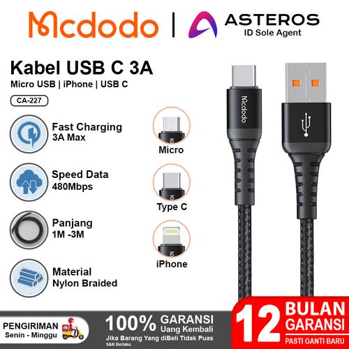 Jual MCDODO Kabel Data iPhone, Type C, Micro USB Fast Charging 3A 1M 2M ...