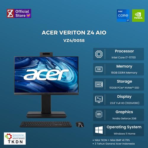 Promo ACER VERITON Z4 AIO VZ4/0058 TKDN i7-11700 16GB 512GB VGA 2GB WIN ...