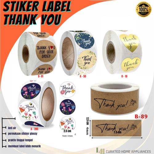 Jual Stiker label tulisan Thank You | 1 roll isi 500 pcs I sticker ...