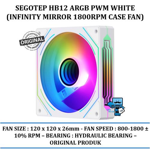 Jual Segotep HB12 ARGB PWM White (Infinity Mirror 1800RPM Case Fan ...