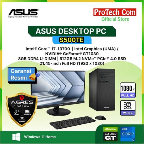 Promo ASUS DESKTOP PC S500TE i7-13700 8GB 512GB VGA UMA/GT1030 2GB W11 ...