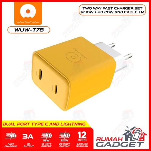 Jual Charger 2 Way - WUW - T78 - Lightning to Type C - PD 20W FAST ...