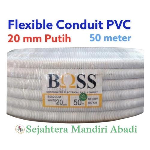 Jual ST Flexible Conduit PVC Boss 20mm Putih Roll 50 Meter Fleksibel ...