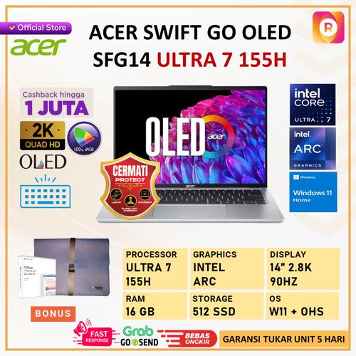 Promo Acer Swift Go Oled SFG14 Ultra 7 155H 32GB 1TB OHS 14" 2.8K 90HZ ...