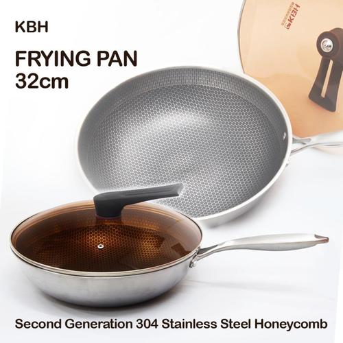Promo Honeycomb wok 32cm with glass lid non stick 304 stainless Cicil 0 ...