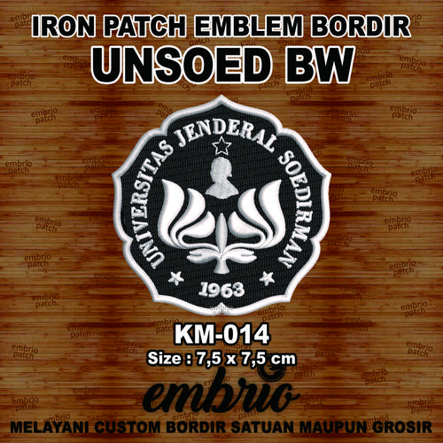 Jual KM-014 Emblem bordir logo UNSOED Universitas Jenderal Soedirman BW ...