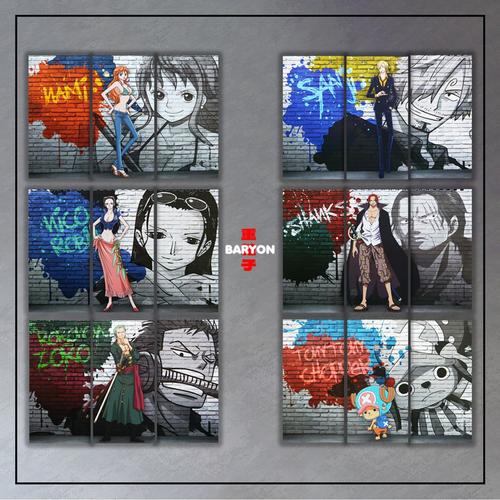 Jual POSTER ANIME ONE PIECE BINGKAI KAYU 1 SET HIASAN DINDING PAJANGAN ...