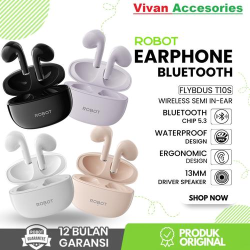 Jual ROBOT Flybuds T10S TWS Semi In Ear Wireless Earbuds Bluetooth 5.3 ...