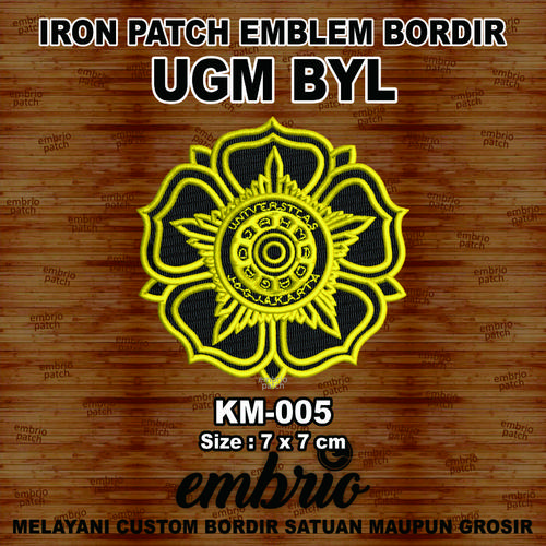Jual KM-005 Emblem bordir logo UGM Universitas Gadjah Mada BYL Black ...