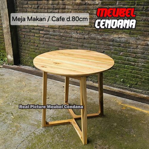 Jual meja makan bundar kayu jati - meja cafe bundar minimalis jati ...