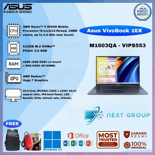 Jual ASUS Vivobook 16X M1603QA-V8.885.000Ryzen 5-5600H 16GB 512GB WS11 ...