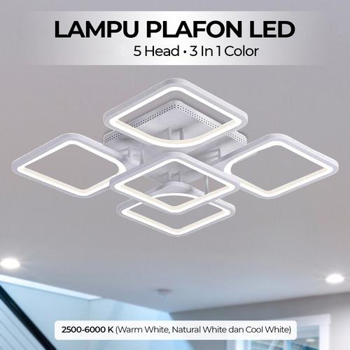 Jual Lampu Plafon Ruang Tamu Kamar LED Plafon Modern 4+1 LED 60W Remote - Kota Bandung - ZoMi ...