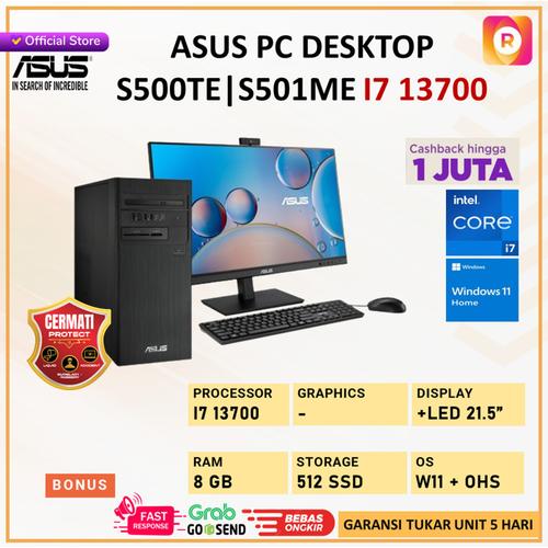 Promo Asus Pc Desktop S500TE i7 13700 8GB 512GB W11 + LED 21.5" C2223HE ...