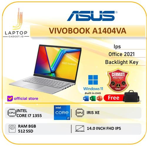 Promo Asus Vivobook 14 A1404VA i7 1355 8GB 512GB SSD W11+OHS 14.0FHD ...