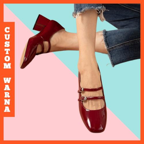 Jual Sepatu High Heels Merah Glossy Wanita Bahan PREMIUM Cibaduyut ...