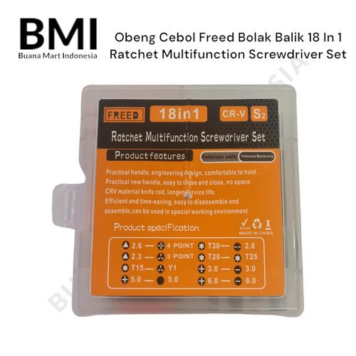 Jual Obeng Cebol Freed 18 in 1 Ratchet Multifunction Screwdriver Set ...
