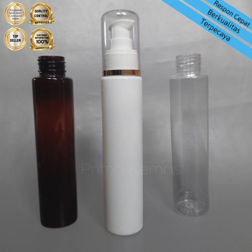 Jual Botol Pump Treatment 100 ml - botol Pet Tub H 100 ml Pump big cap list gold - Botol Putih ...