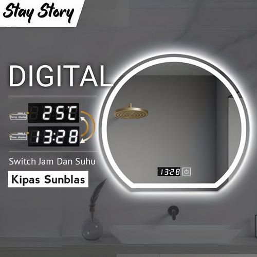 Promo Cermin Led Kamar Mandi Touch Screen Kaca Westafel Kipas Sunblas ...