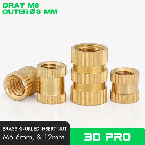 Jual M6 6mm 12mm Brass Copper Thread Knurl Insert Nut Mur Tanam Molding ...