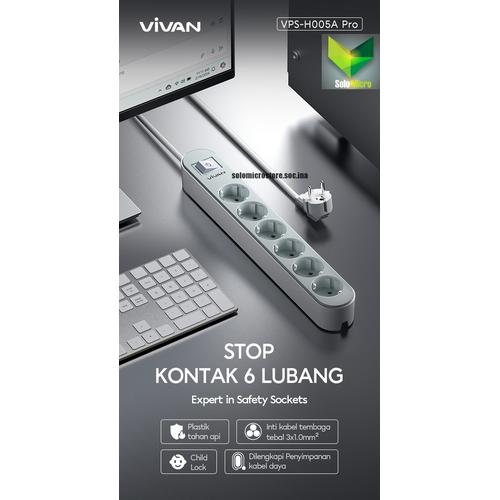 Jual VIVAN VPS-H005A Pro Stop Kontak Saklar 6 Lubang Safety Socket 1.8M ...