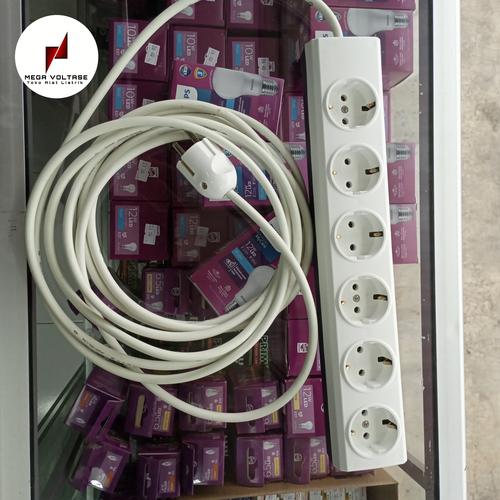 Jual kabel extension listrik colokan terminal 6 lubang BROCO kabel 2x1 ...