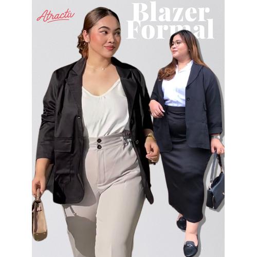 Jual Blazer Hitam Jumbo Wanita XXL XXXL Blazer Formal Jumbo Blazer ...
