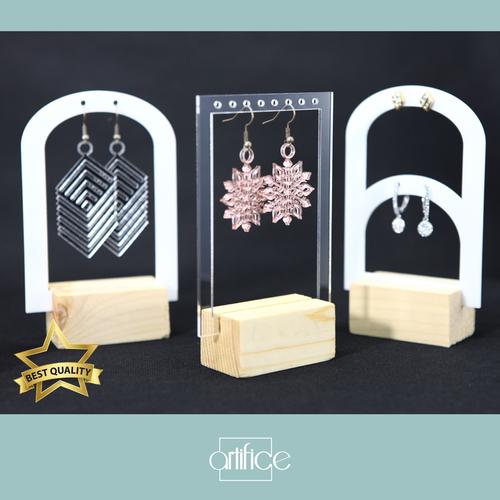 Jual Tempat pajangan Anting Kayu Akrilik / gantungan Anting display aksesoris perhiasan pameran ...