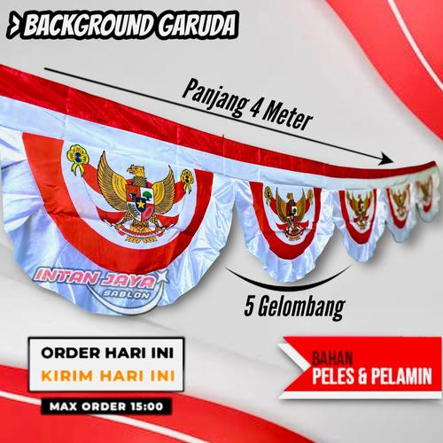Jual Bendera Background Garuda 5 Gelombang /Umbul Umbul Gelombang - Kab. Garut - DEWA BENDERA ...