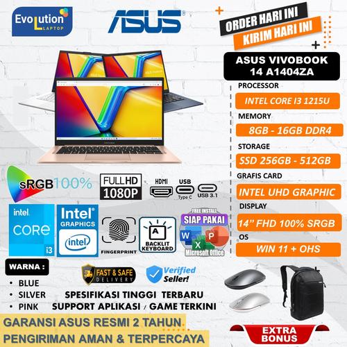 Jual Laptop ASUS VIVOBOOK 14 A1404ZA Intel i3 1215U RAM 16GB 512GB SSD ...