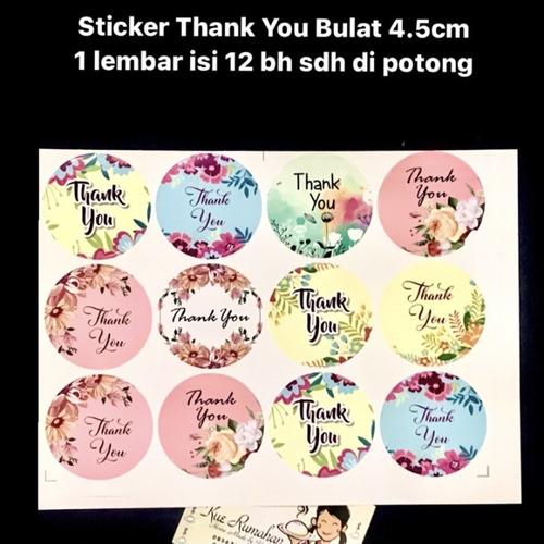 Jual Stiker Bulat Thank You 1 Lembar 12 pcs Hiasan Dekorasi Toples Kue ...