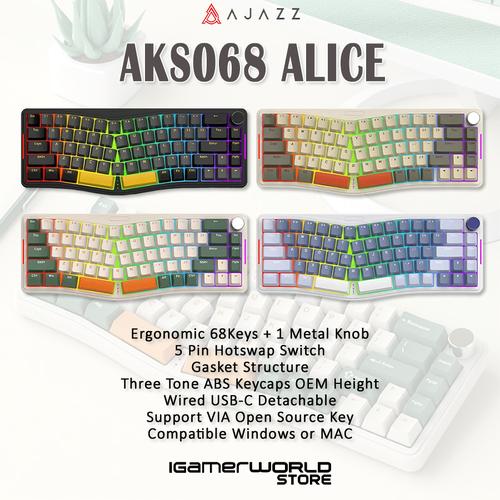 Promo Ajazz AKS068 Alice 65% Hotswap RGB with Knob Mechanical Gaming ...