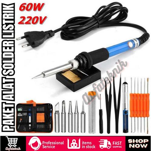 Jual Paket Alat Solder Listrik Lengkap Pinset Cutter Atraktor Soldering ...
