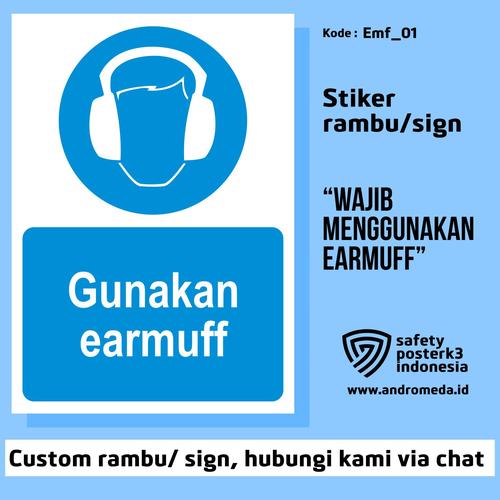 Jual Sign Rambu K3 Wajib Menggunakan Earmuff - 20x15 cm - Kota Bandung ...