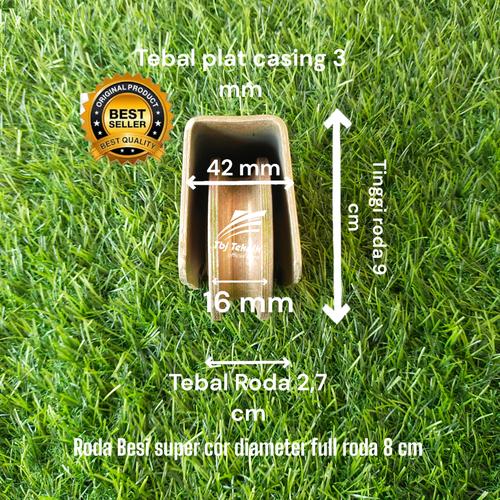 Jual roda pagar 8 cm besi cor super roda tebal full plating anti karat ...