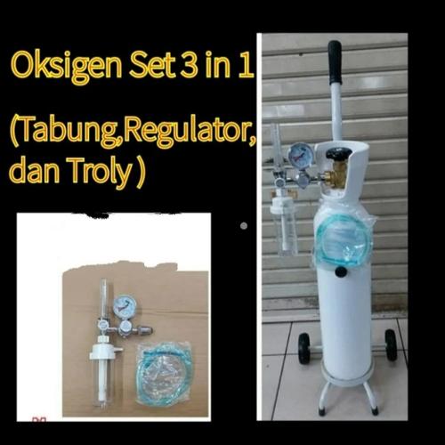 Jual TABUNG OKSIGEN SET 3 IN 1 SIAP PAKAI (TABUNG,REGULATOR,DAN TROLY ...