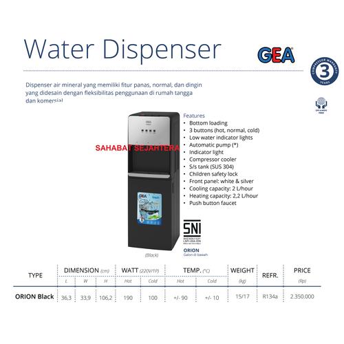 Jual Water Dispenser GEA ORION BLACK Dispenser Air Galon Bawah ...