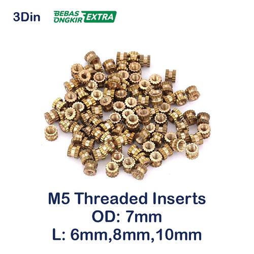 Jual M5 Threaded Knurled Brass Insert Nut Round - M5x8 OD7 - Kota ...