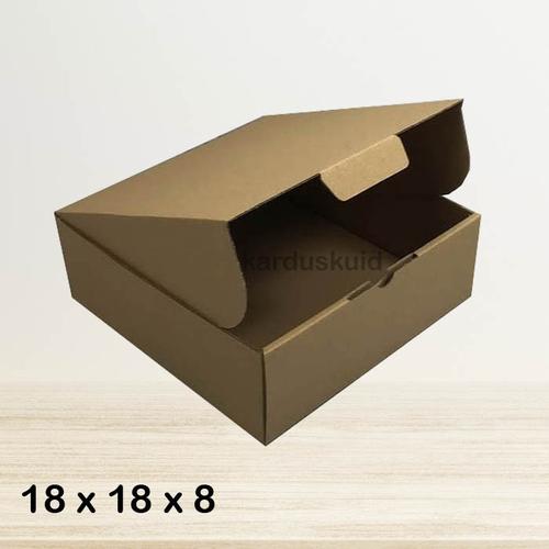 Jual kotak karton packing 18 x 18 x 8 cm cut box kraft 150 warna coklat ...