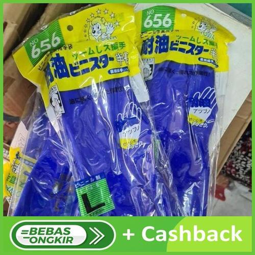 Jual R C - Sarung Tangan Karet Pvc Rubber Towa Biru Kimia Acid Gloves ...