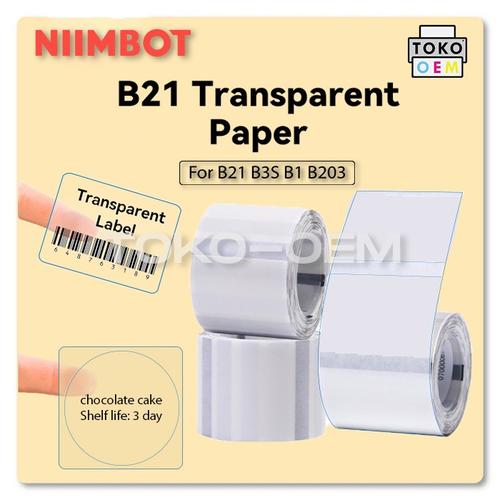 Jual NIIMBOT B21 B1 B3S B203 STICKER LABEL THERMAL CLEAR TRANSPARAN TAHAN AIR MINYAK - SQUARE 50 ...