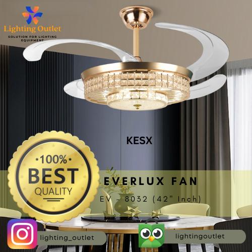 Jual Kipas Angin Lampu Kipas Plafon Led Modern Crystal EV-8032 (42 Inch ...