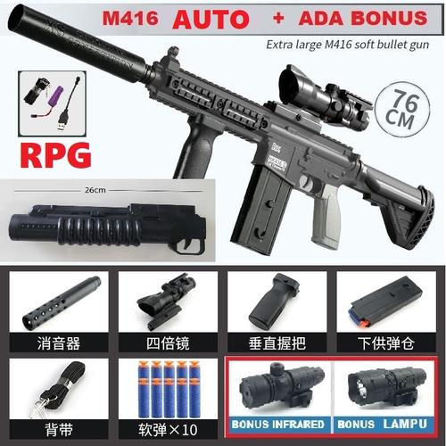 Jual MAINAN ANAK M416 PISTOL NERF AUTOMATIC SNIPER TEMBAK PELURU CHARGE USB - M416 BATERAI ...
