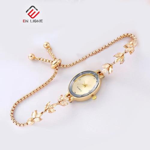Promo EN LIGNE - Jam Tangan Wanita Tali Rantai Gelang Serut Stainless ...
