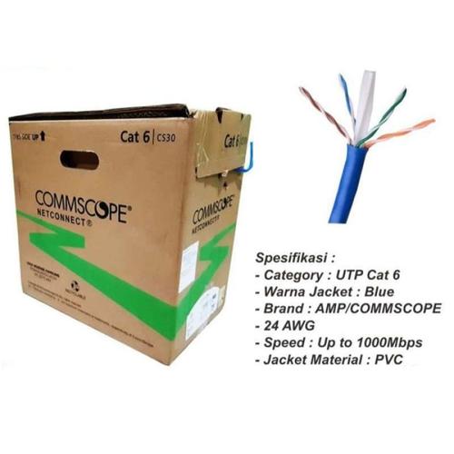 Jual AMP Kabel Data UTP Cat6 Commscope Kabel LAN CAT 6 BIRU 305M - Kota ...