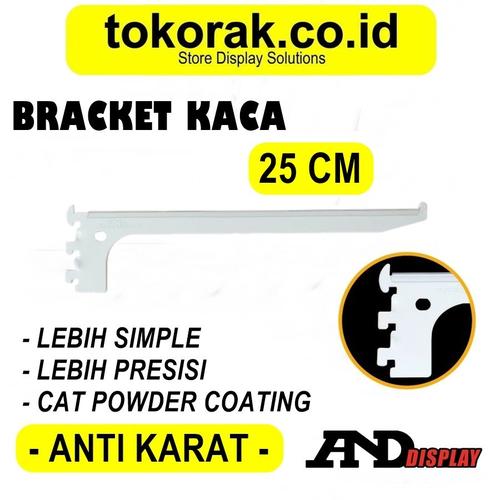 Jual BRACKET KACA 25 CM PUTIH DAUN BRAKET SIKU AMBALAN RAK DINDING 25CM ...